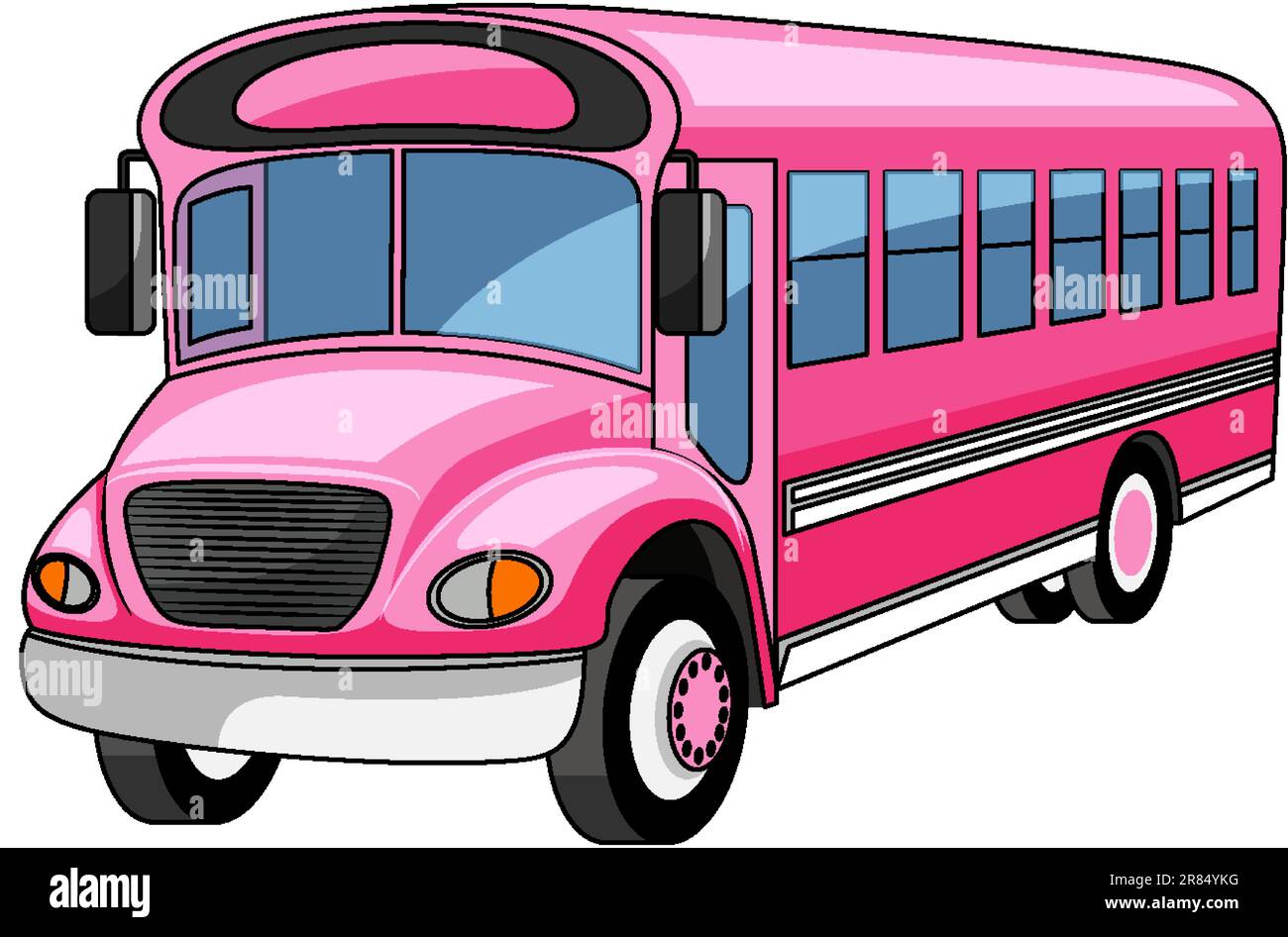 Pink School Bus Isolated on White Background illustration Stock Vector ...