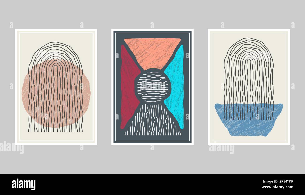 Abstract composition of distorted geometric shapes. A collection of ...