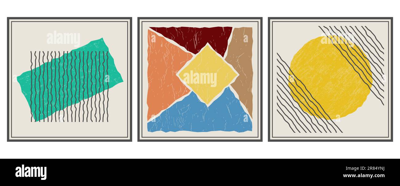 Abstract composition of distorted geometric shapes. A collection of ...