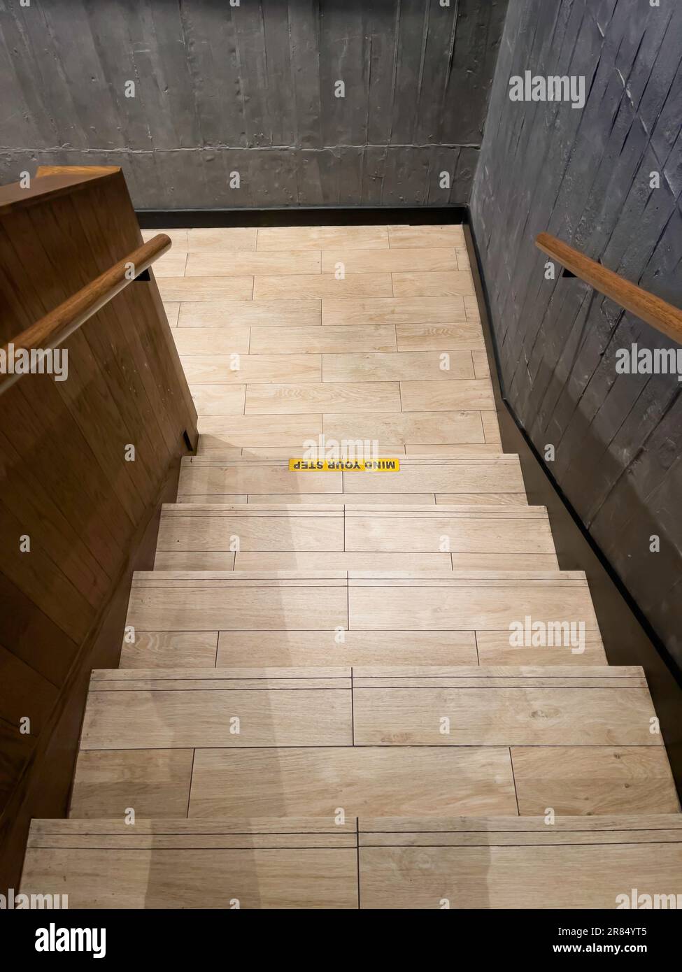 Modern stair case design in coffee shop interior, stock photo Stock ...