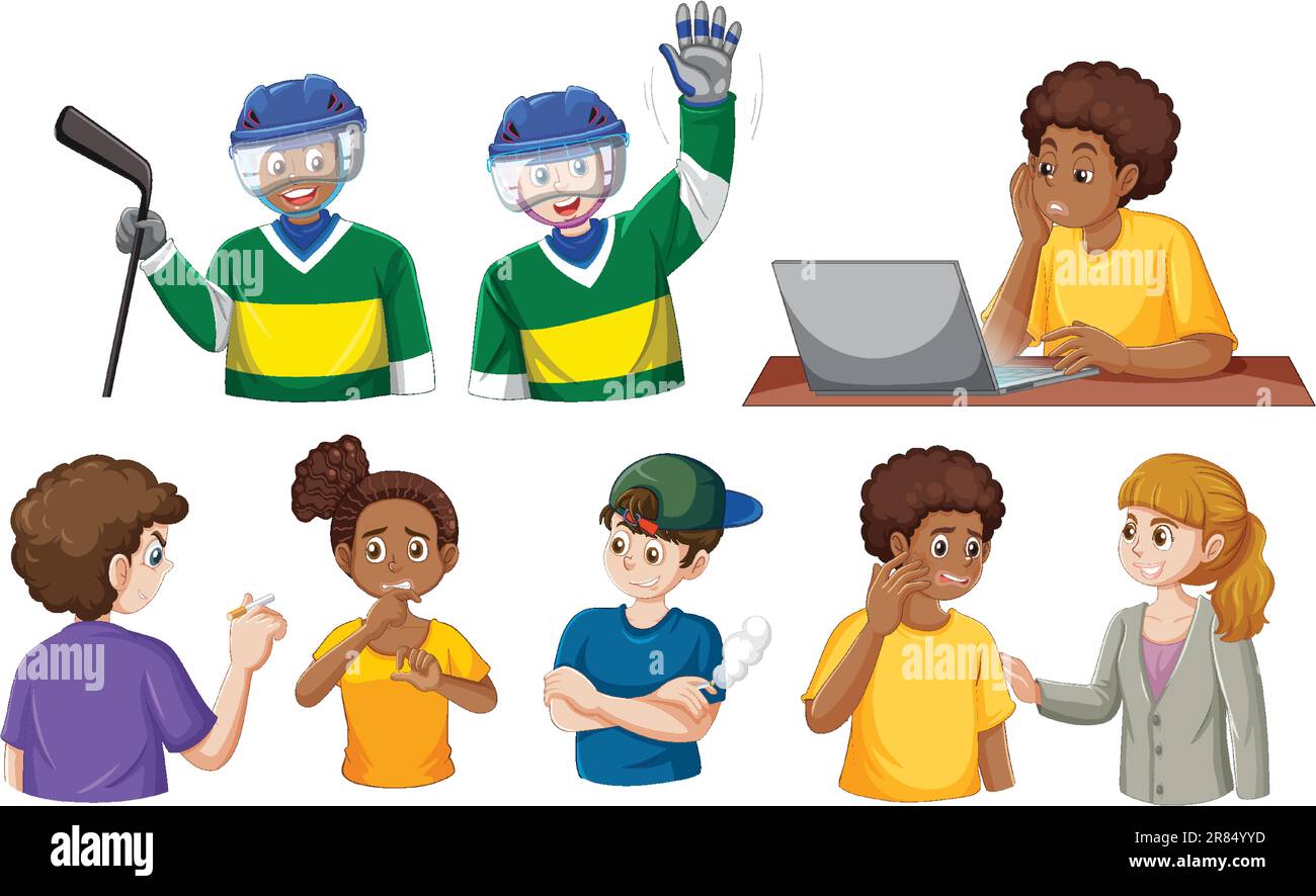 Set of youth cartoon character illustration Stock Vector Image & Art ...