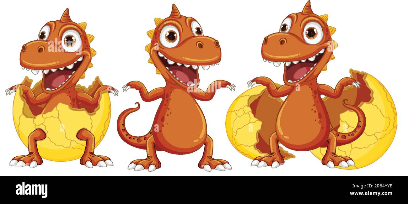 Little Dinosaur Monster Hatching from Egg illustration Stock Vector ...