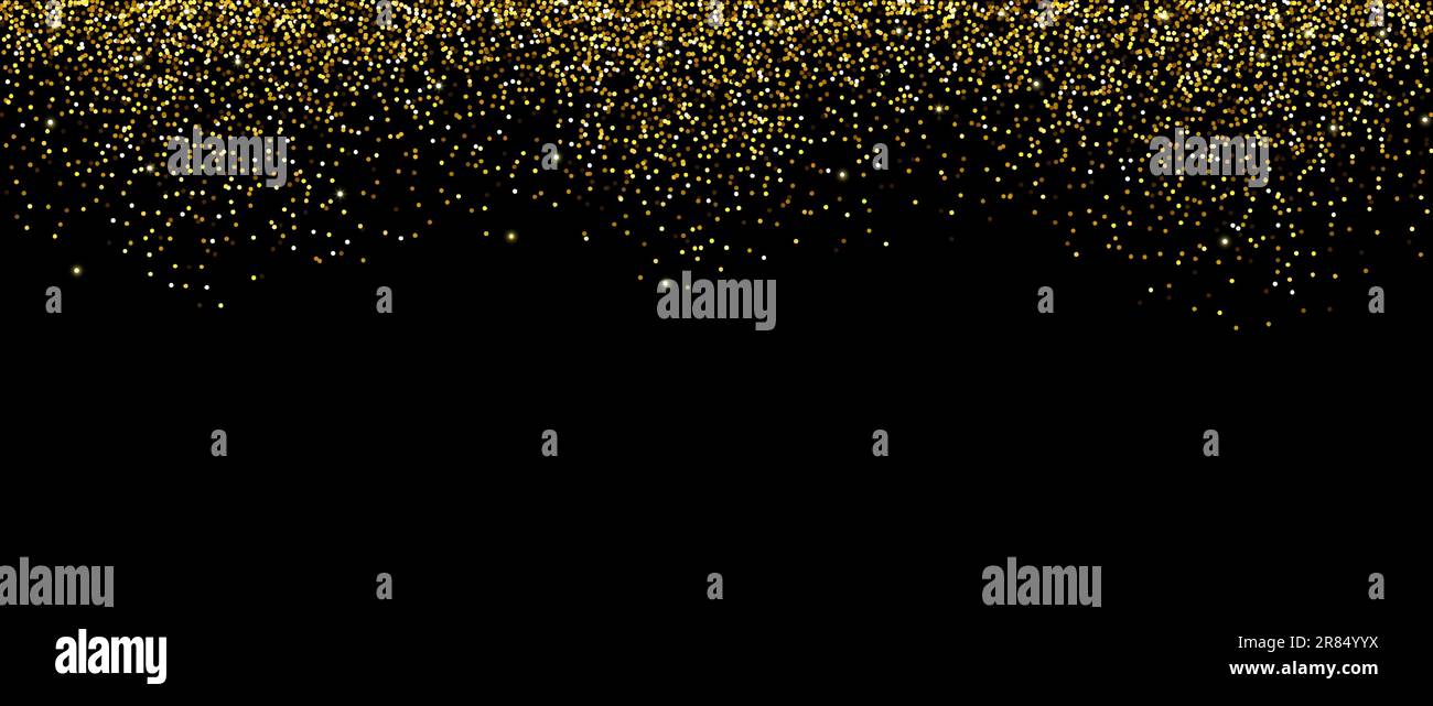 Golden falling confetti on dark background. Repeating gold glitter ...