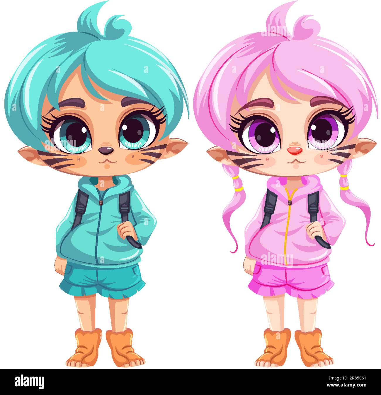 A Cat Human Hybrid in Fantasy Cartoon Style illustration Stock Vector ...