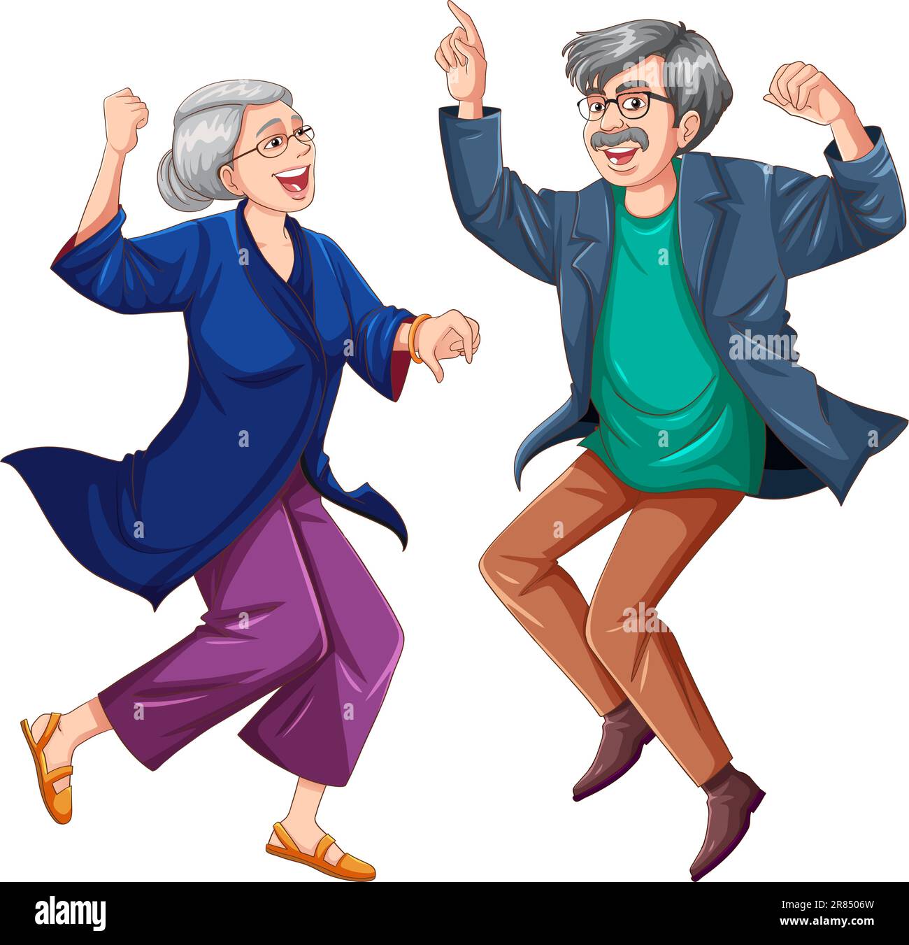 European old couple dancing isolated illustration Stock Vector Image ...