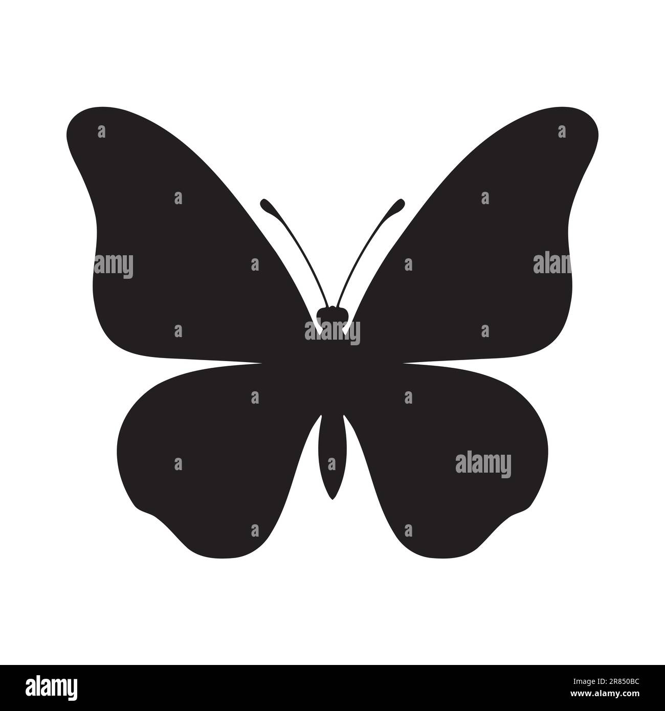 Silhouette of butterfly. Monochrome vector illustration on white ...
