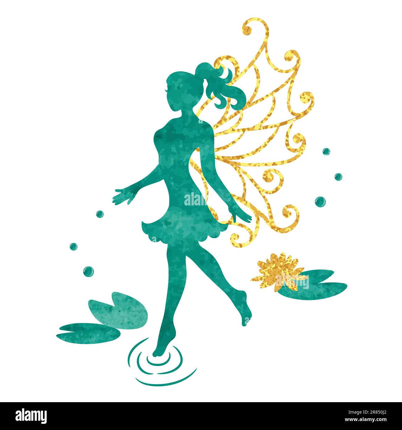 Watercolor water fairy isolated on white. Vector illustration Stock ...