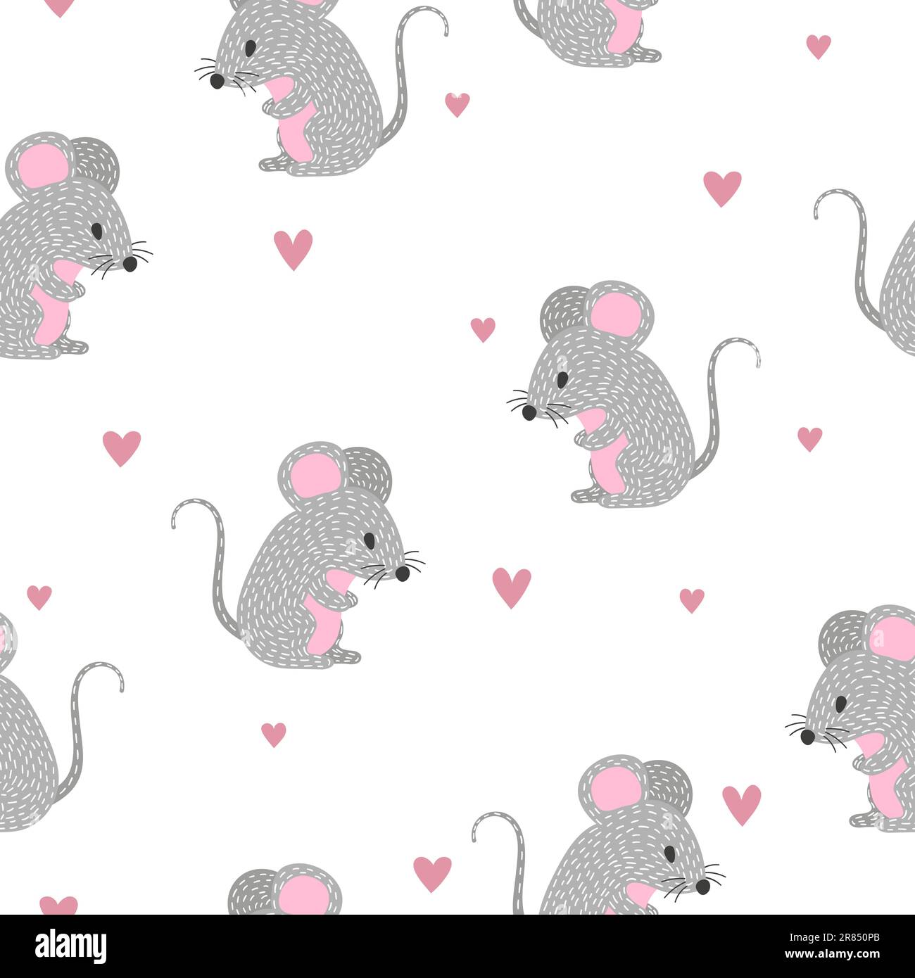 Seamless cute mice pattern. Vector mouse background for kids Stock ...