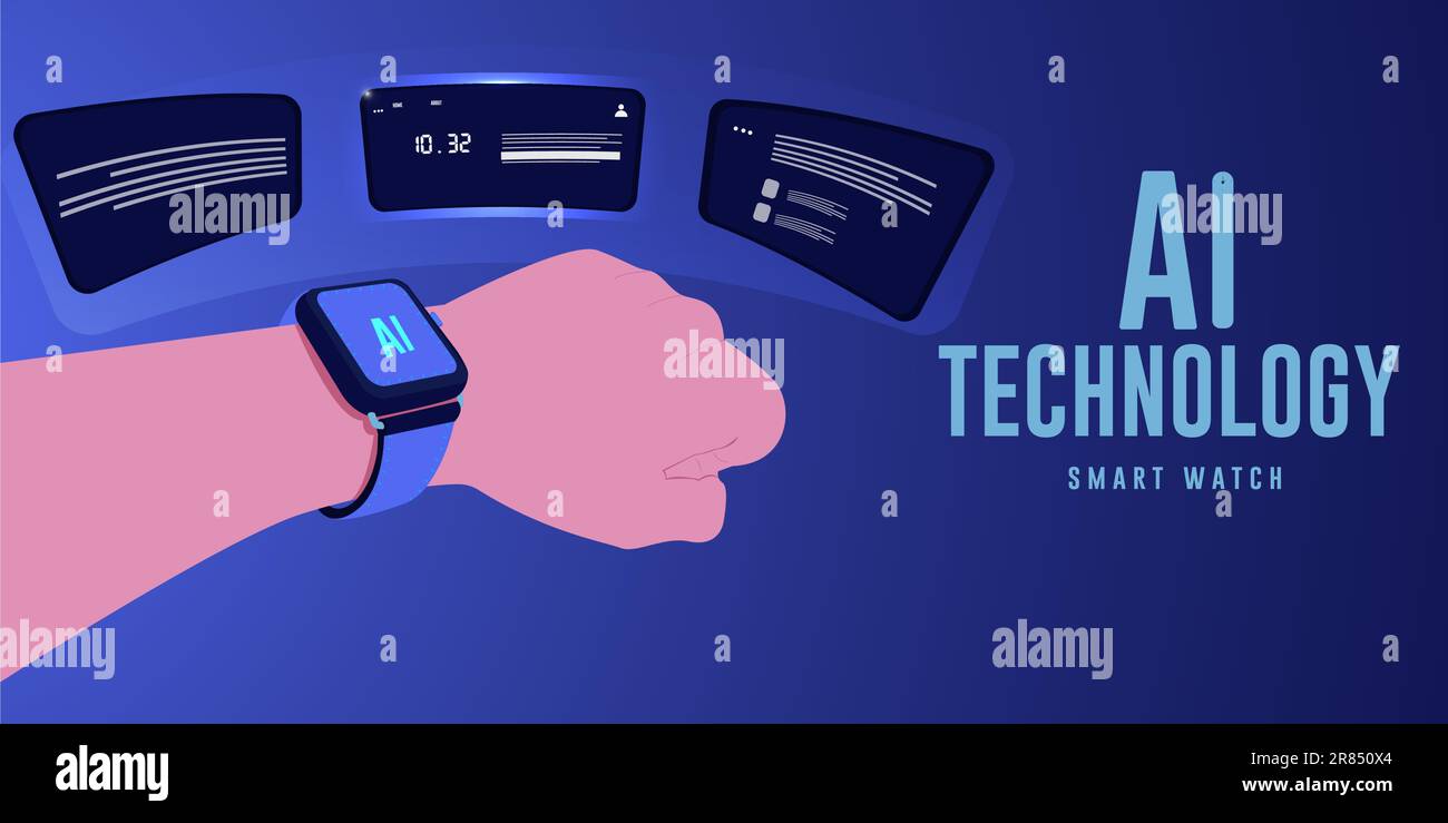 AI smartwatch Technology. New futuristic Technology abstract graphic ...