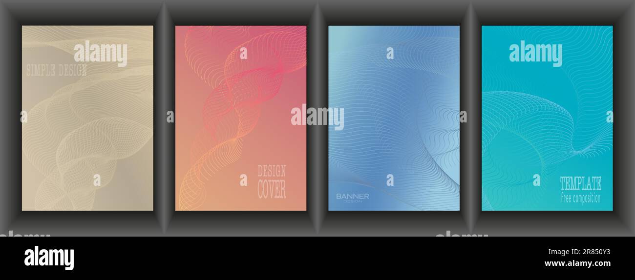 Colorful linear composition. A set of layouts for the design of banners ...