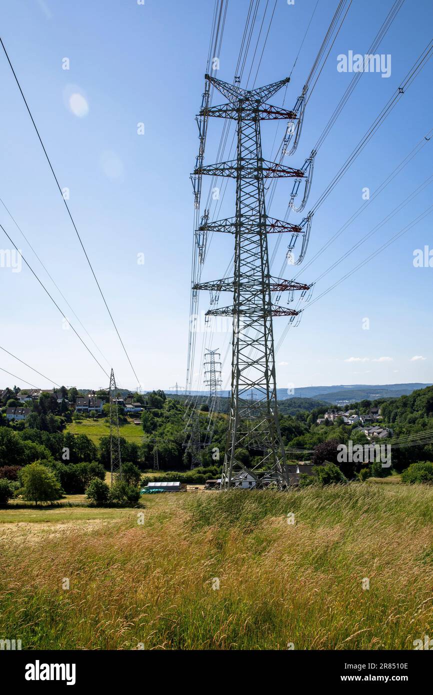 high-voltage pylons in Herdecke with 380-kilovolt line with pylons up ...