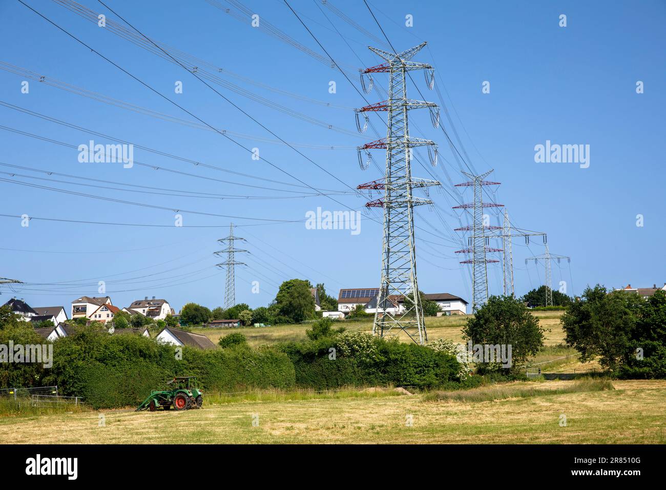 high-voltage pylons in Herdecke with 380-kilovolt line with pylons up ...
