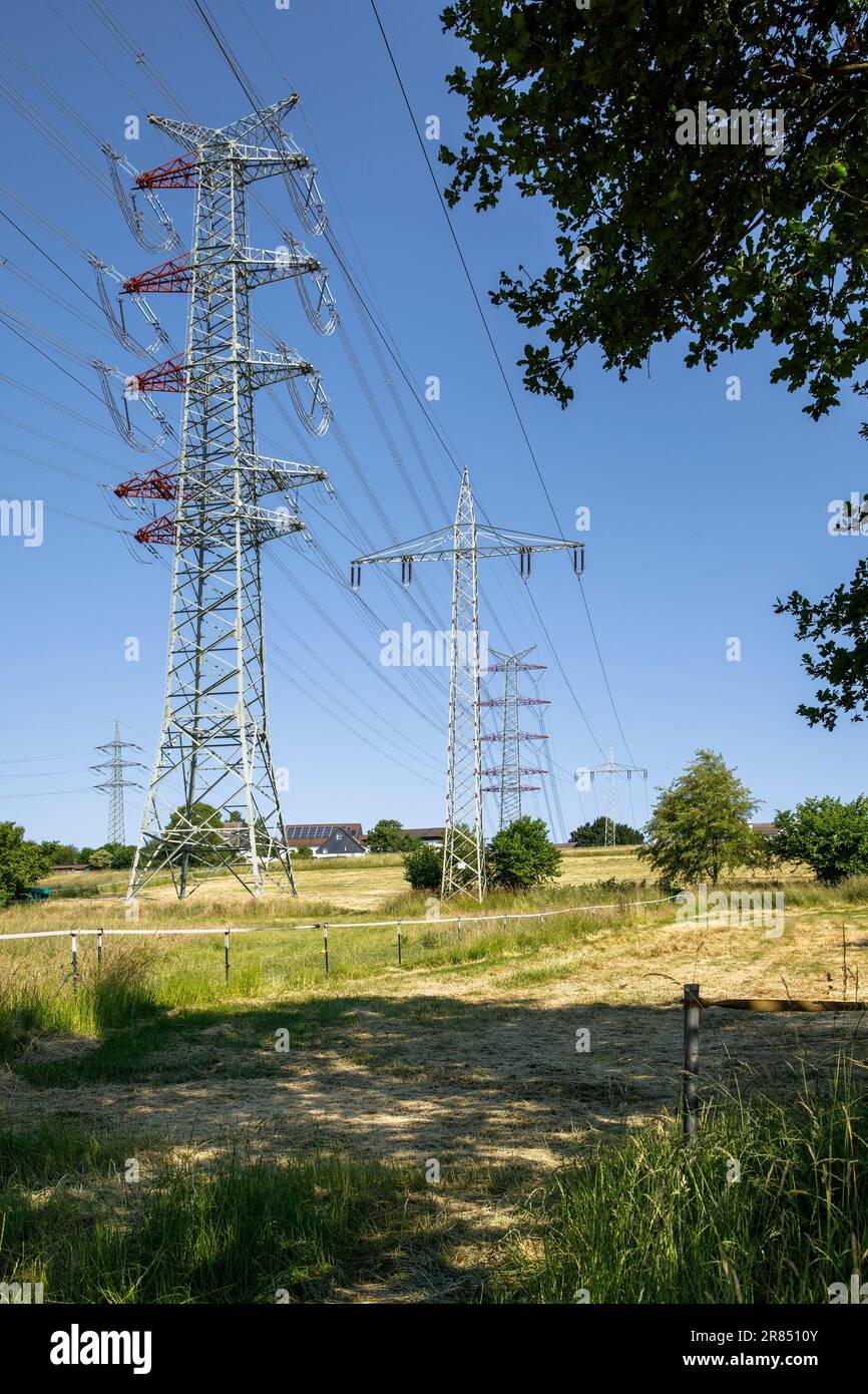high-voltage pylons in Herdecke with 380-kilovolt line with pylons up ...