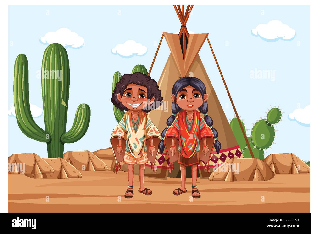 Indigenous Kids Cartoon Character illustration Stock Vector Image & Art ...
