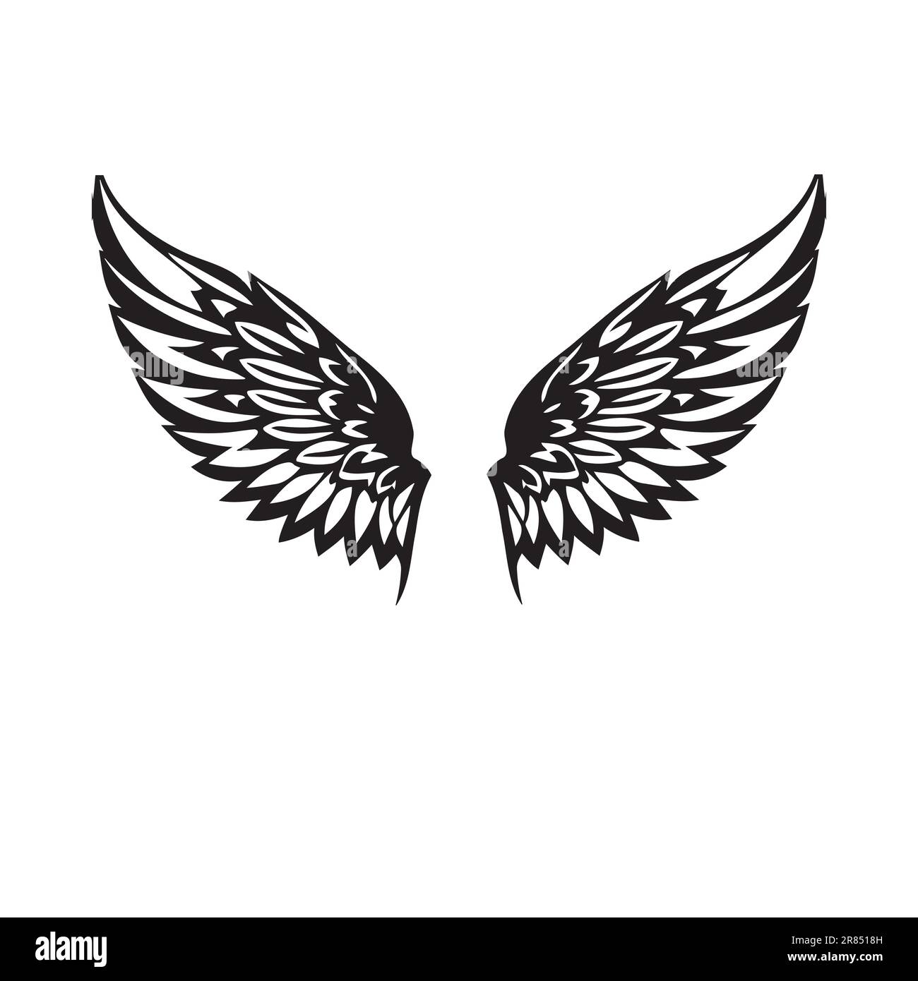 Wings black and white vector icon. Template for logo, emblem or badge ...