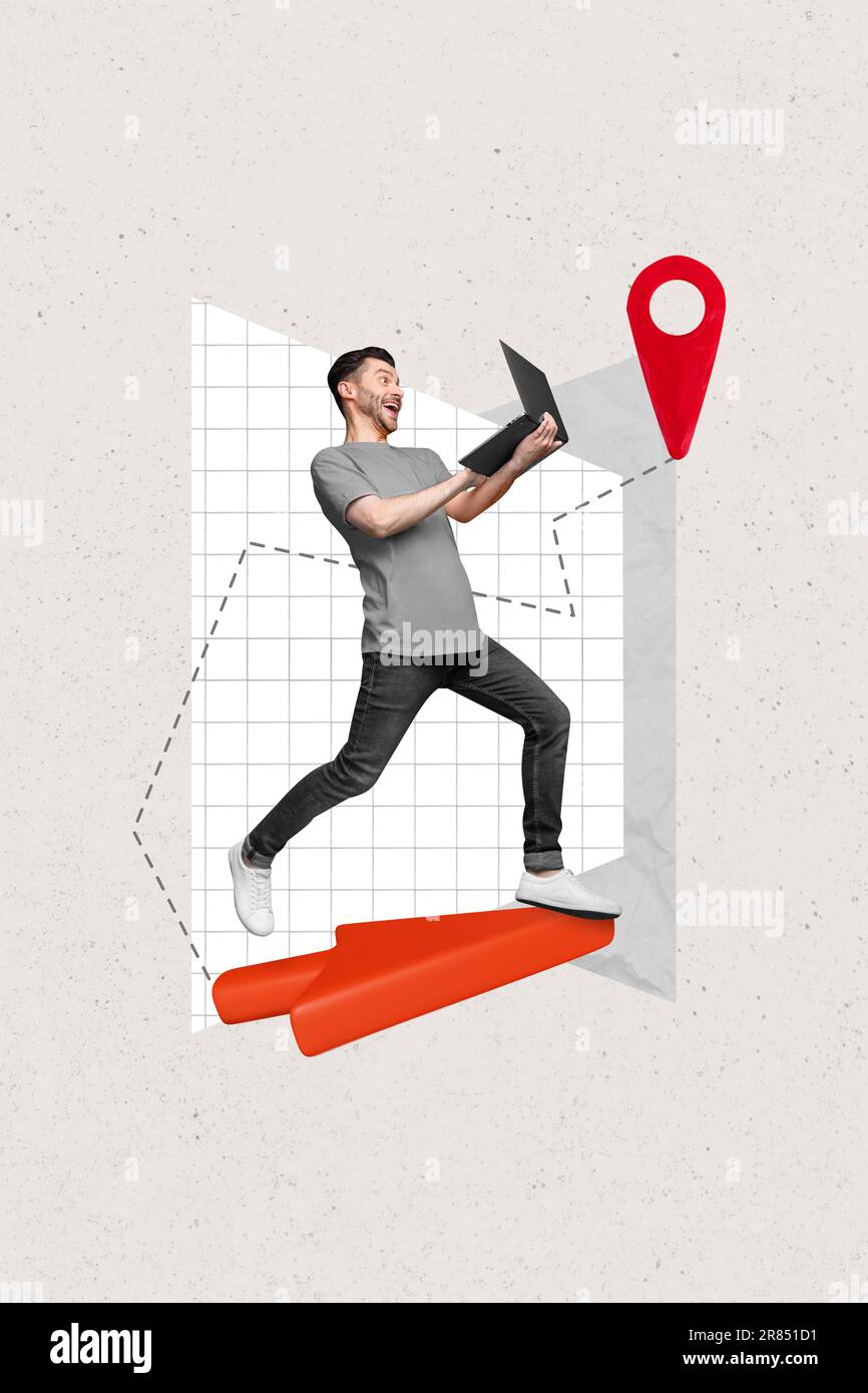 Poster image creative pinup pop 3d collage of funky cheerful man ...