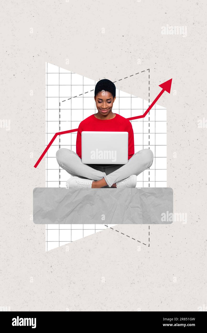 Poster Image Pinup Pop 3d Collage Of Smart Clever Smiling Lady Sitting