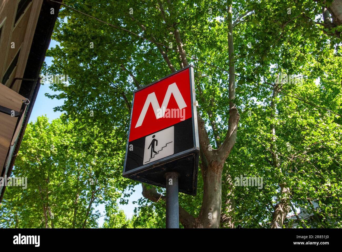 Red and white Metro station sign in Rome Italy Stock Photo - Alamy