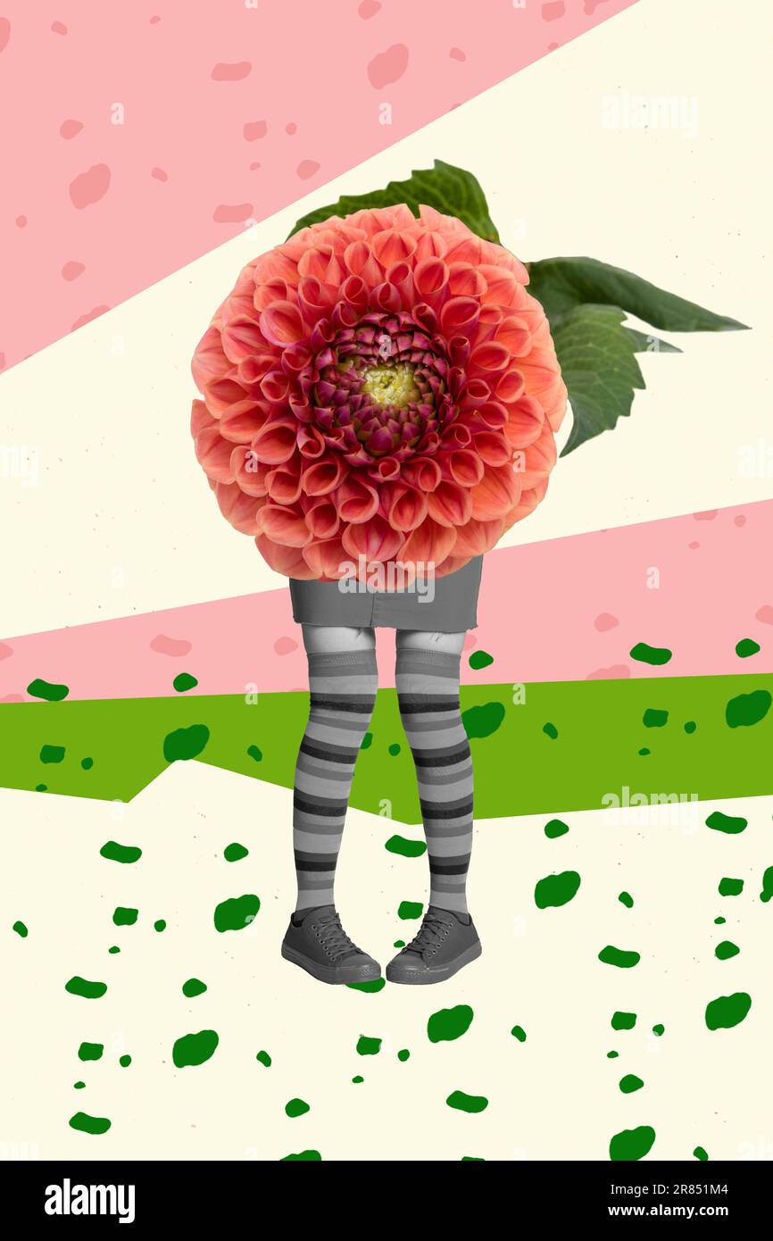 Vertical collage image of headless girl menstruation shy legs pink ...