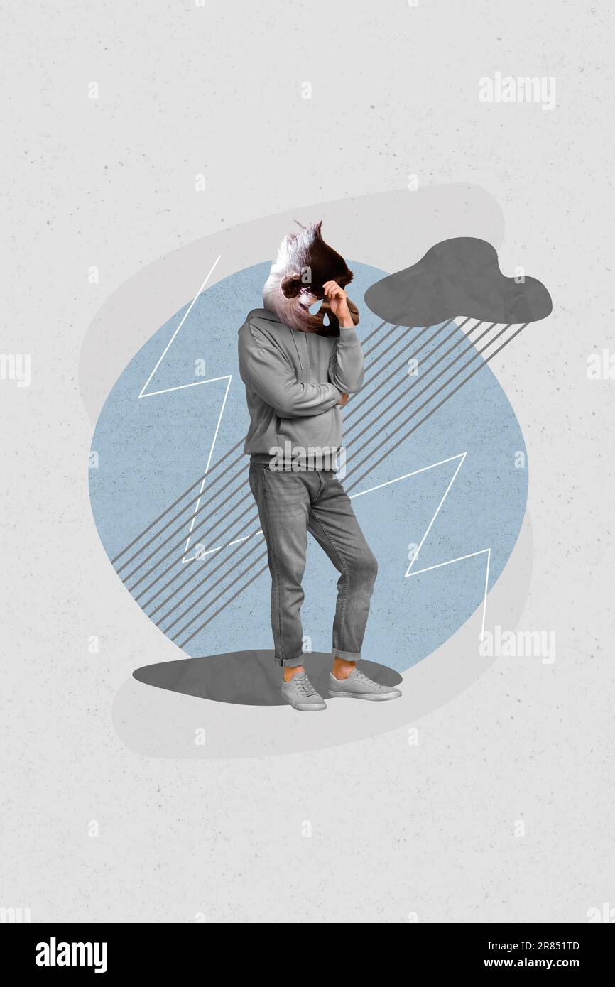 Collage picture artwork sketch image of sad creature weird strange ...