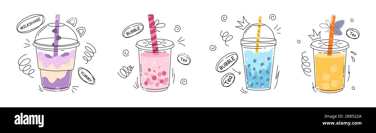 Bubble tea cup design collection, Pearl milk tea Stock Vector Image ...