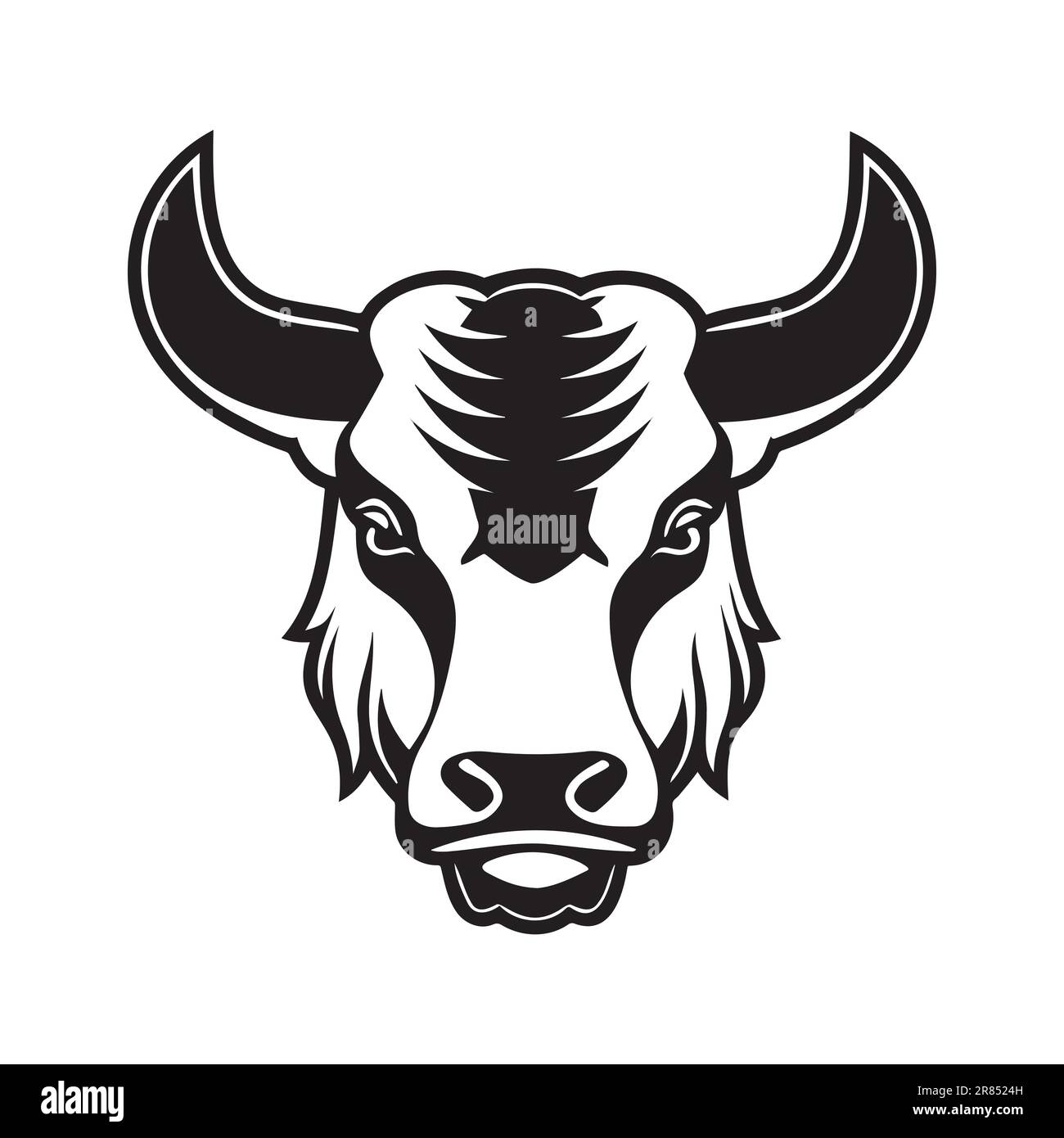 Bull head black and white vector icon. Template for logo, emblem or ...