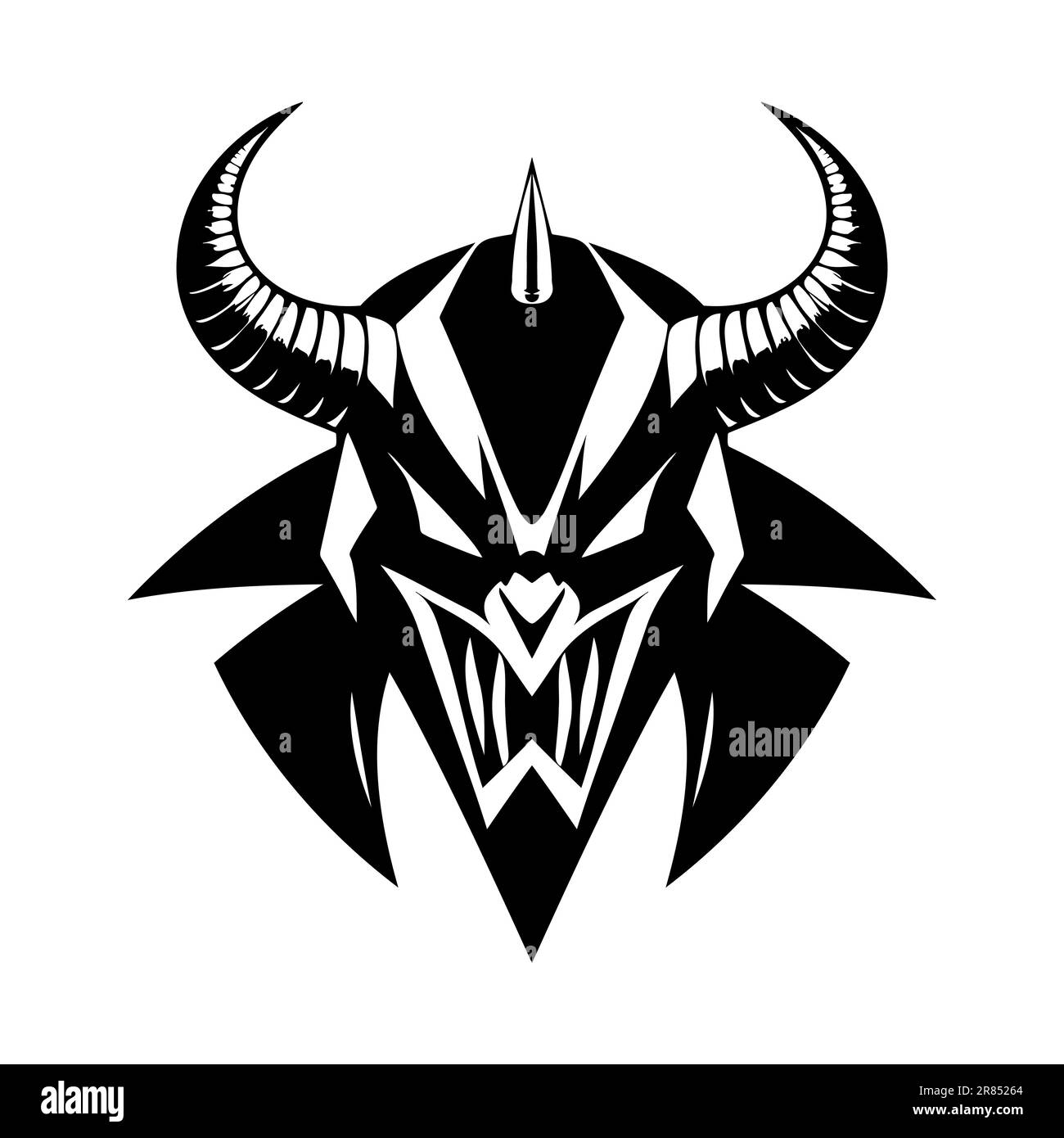 Devil head black and white vector icon. Template for logo, emblem or ...