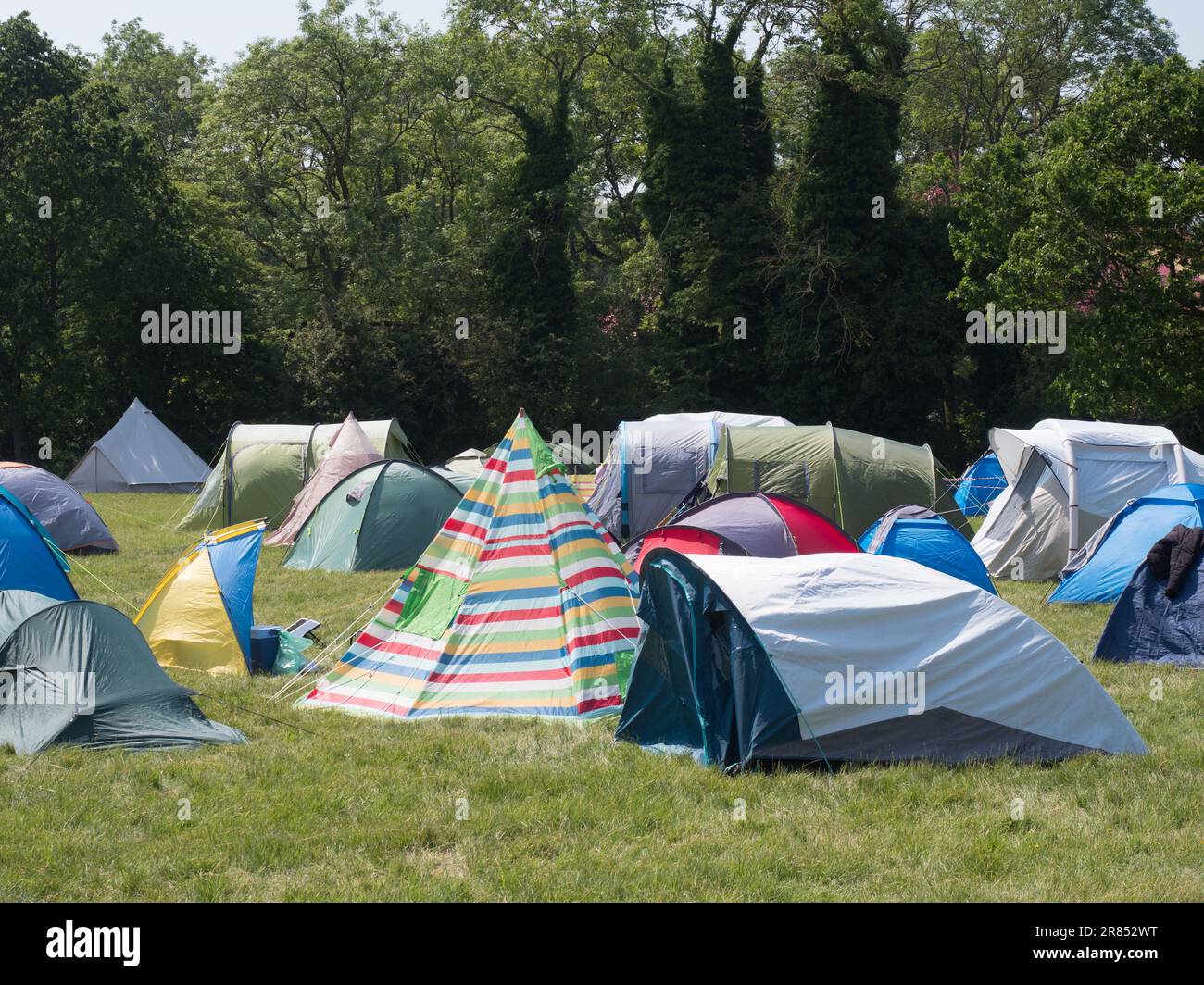 A large number of tents have been set up in a campsite.Multiple colours ...