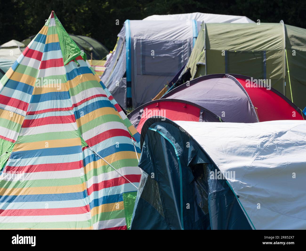 A large number of tents ahve been set up in various shapes and sizes ...