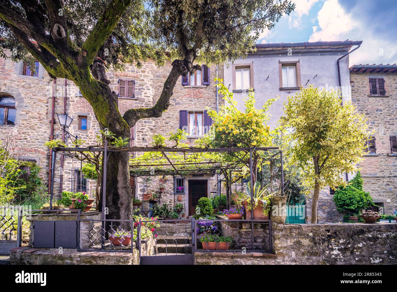 Traditional homes in the Etruscan city of Cortona, Tuscany, Italy Stock ...