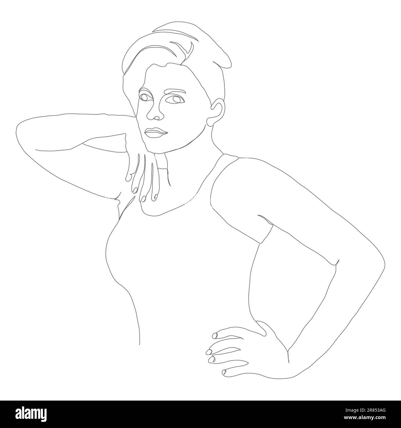 Abstract female portrait in linear style. Illustration for design ...