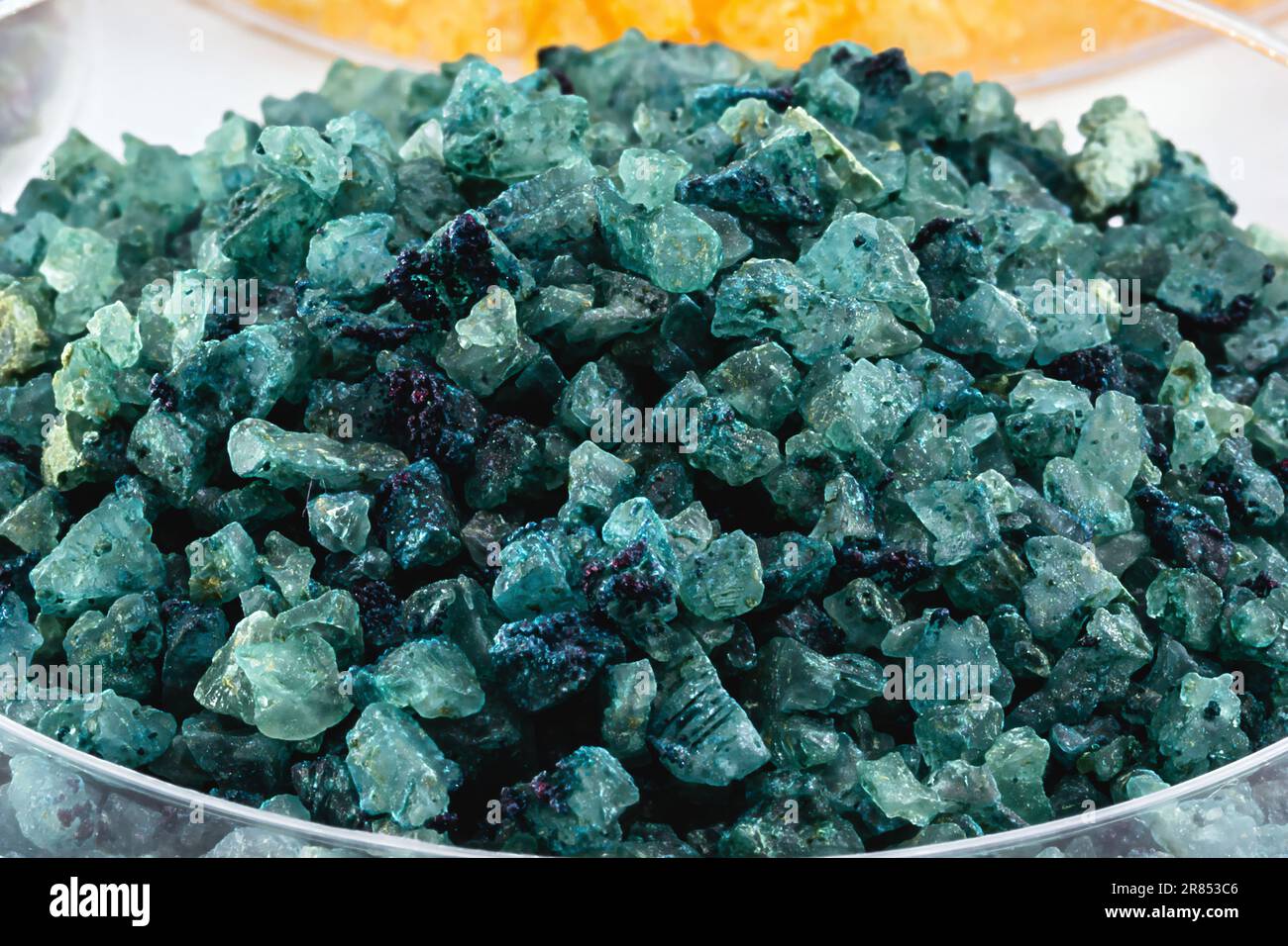 Molten chloride salts, crystals and crystallized rare earth sediments ...