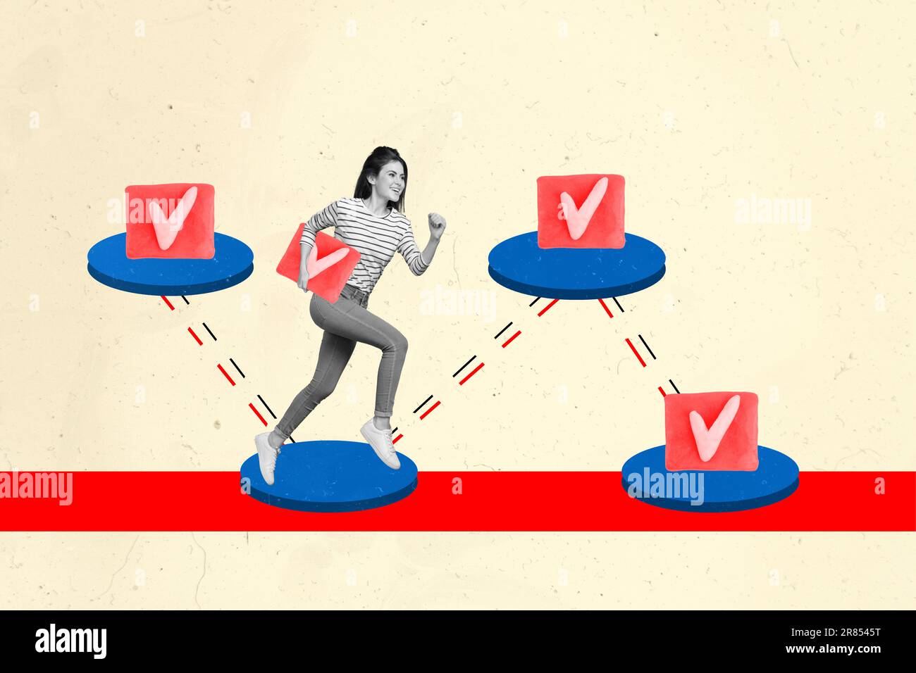 Collage photo banner motivation concept of run business lady achieve ...