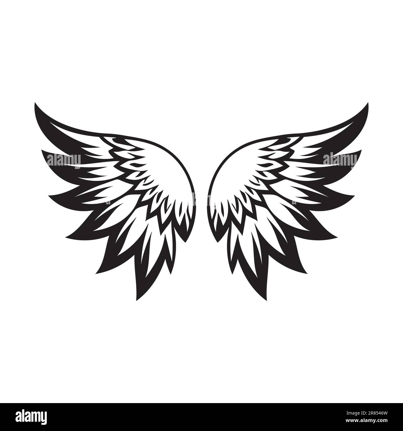 Wings black and white vector icon. Template for logo, emblem or badge ...