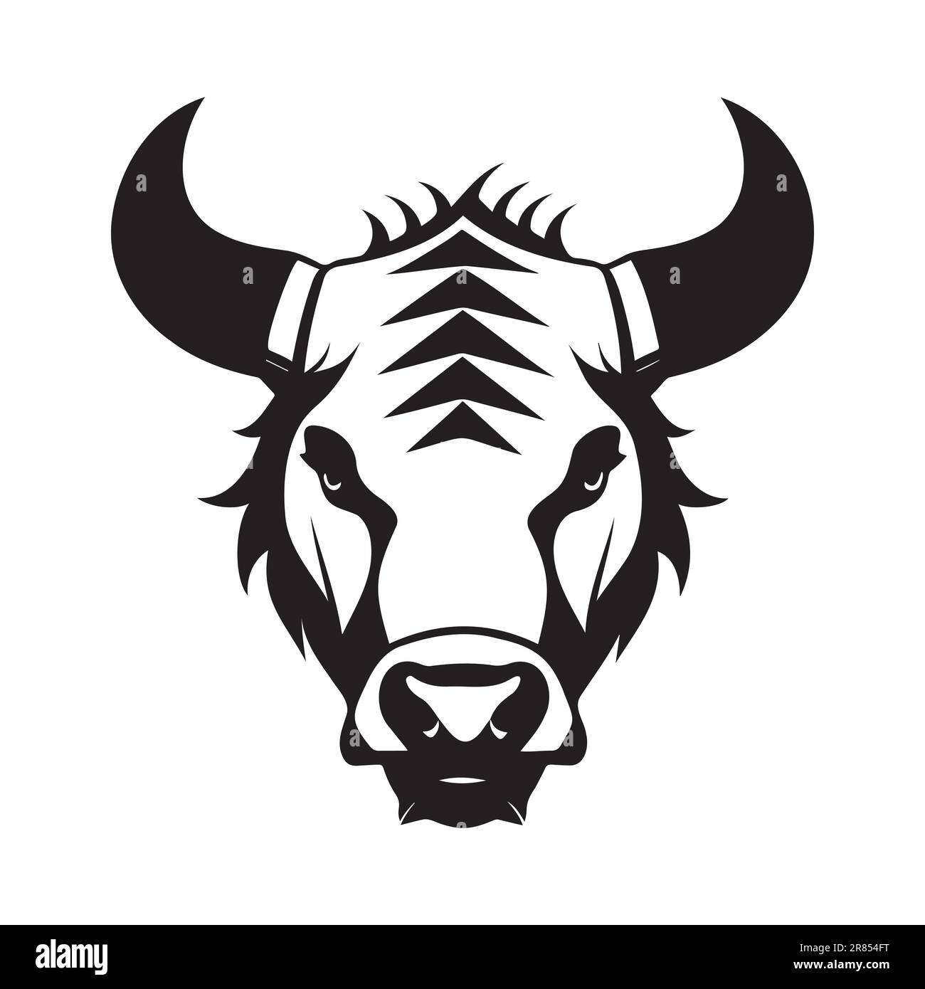 Bull head black and white vector icon. Template for logo, emblem or ...