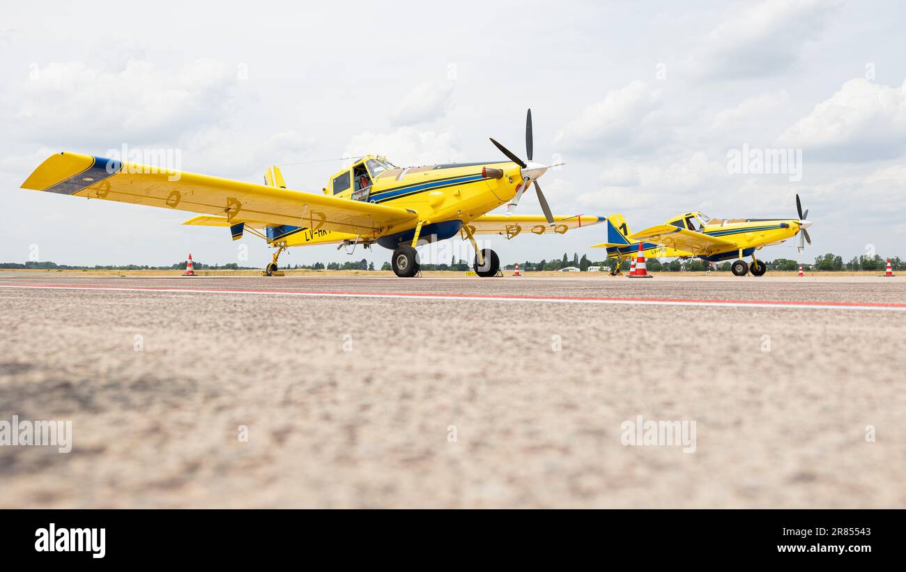 Brunswick, Germany. 19th June, 2023. Two aircraft of the Lower Saxony ...