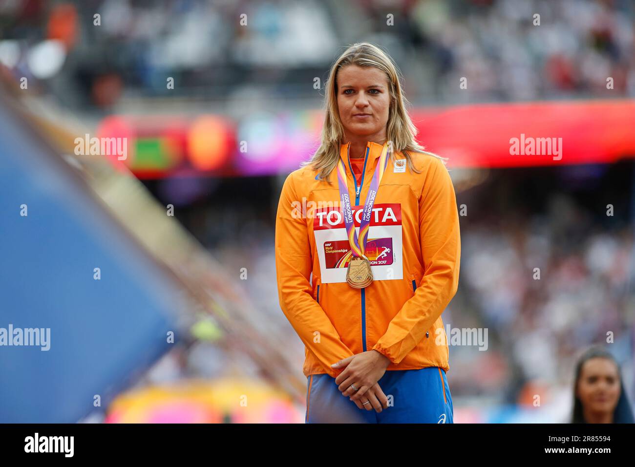 Dafne Schippers at the award ceremony and receiving the medal at the ...