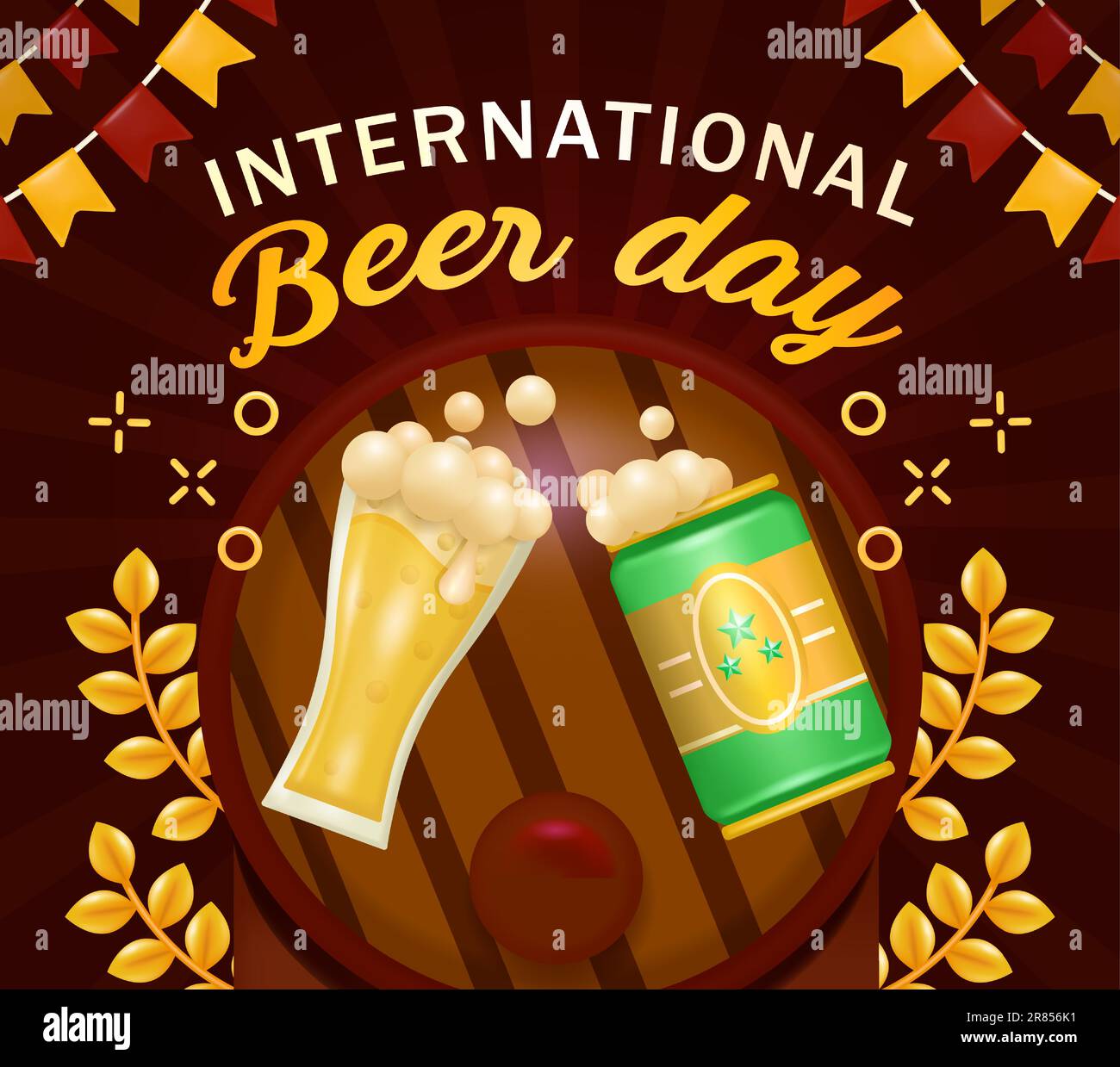 Beer glasses and cans clink, against a traditional fermentation tank in ...