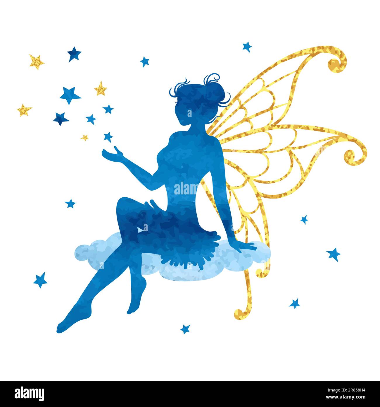 Watercolor fairy with stars. Vector illustration isolated on white ...