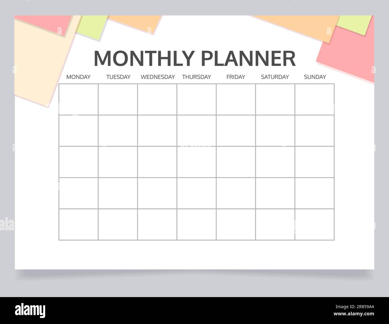 Monthly schedule planner worksheet design template Stock Vector Image ...