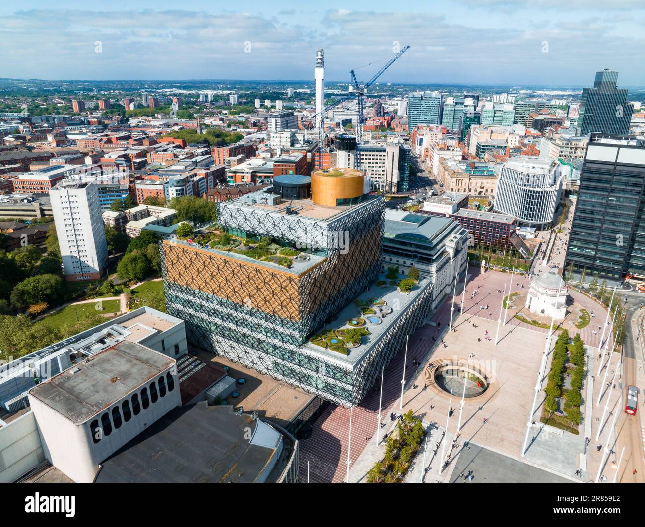 Aerial view of the library of Birmingham, Baskerville House, Centenary ...