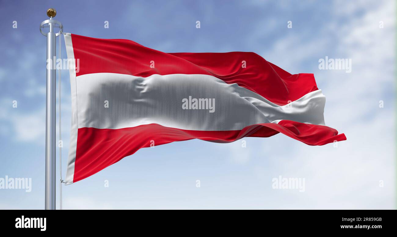 The national flag of Austria waving on a clear day. Three equal ...