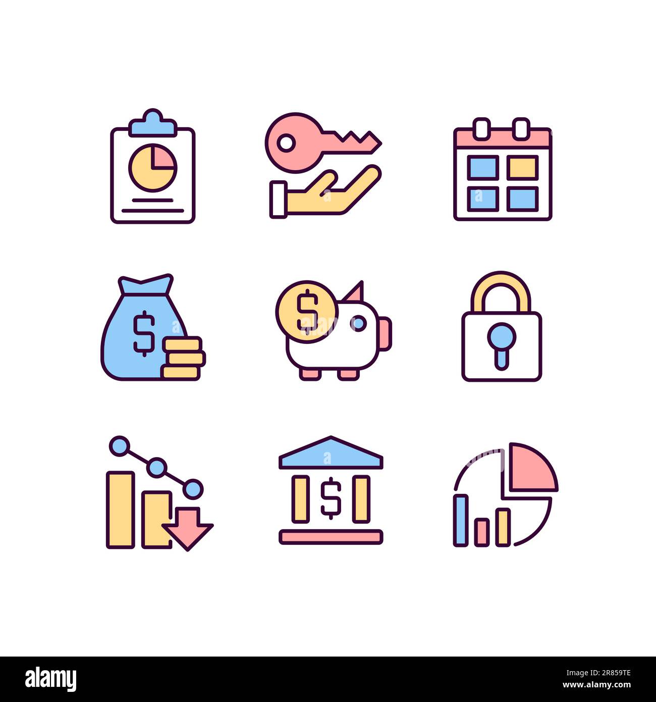 Statistics icons set cartoon hi-res stock photography and images - Alamy