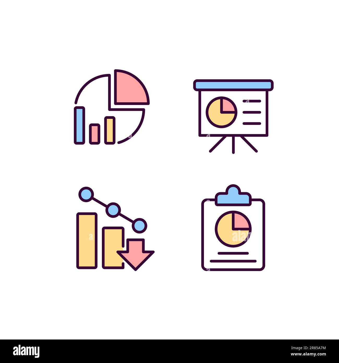 Business analytics pixel perfect RGB color icons set Stock Vector Image ...