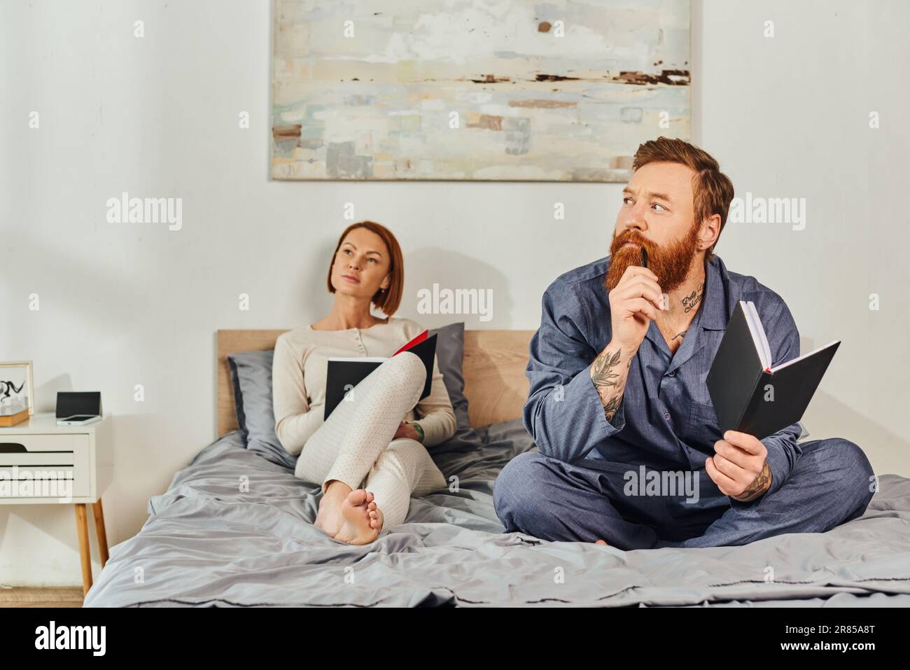 writing experience, notebook romance, married couple taking notes, day ...