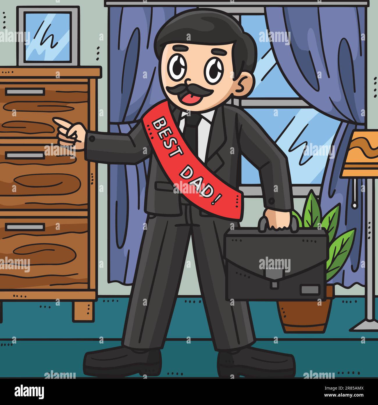 Fathers Day Best Dad Colored Cartoon Illustration Stock Vector Image ...