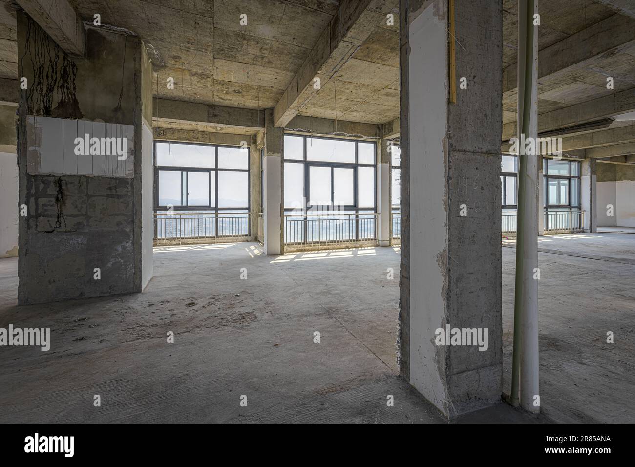 The sunlight is shining inside the newly constructed building Stock ...