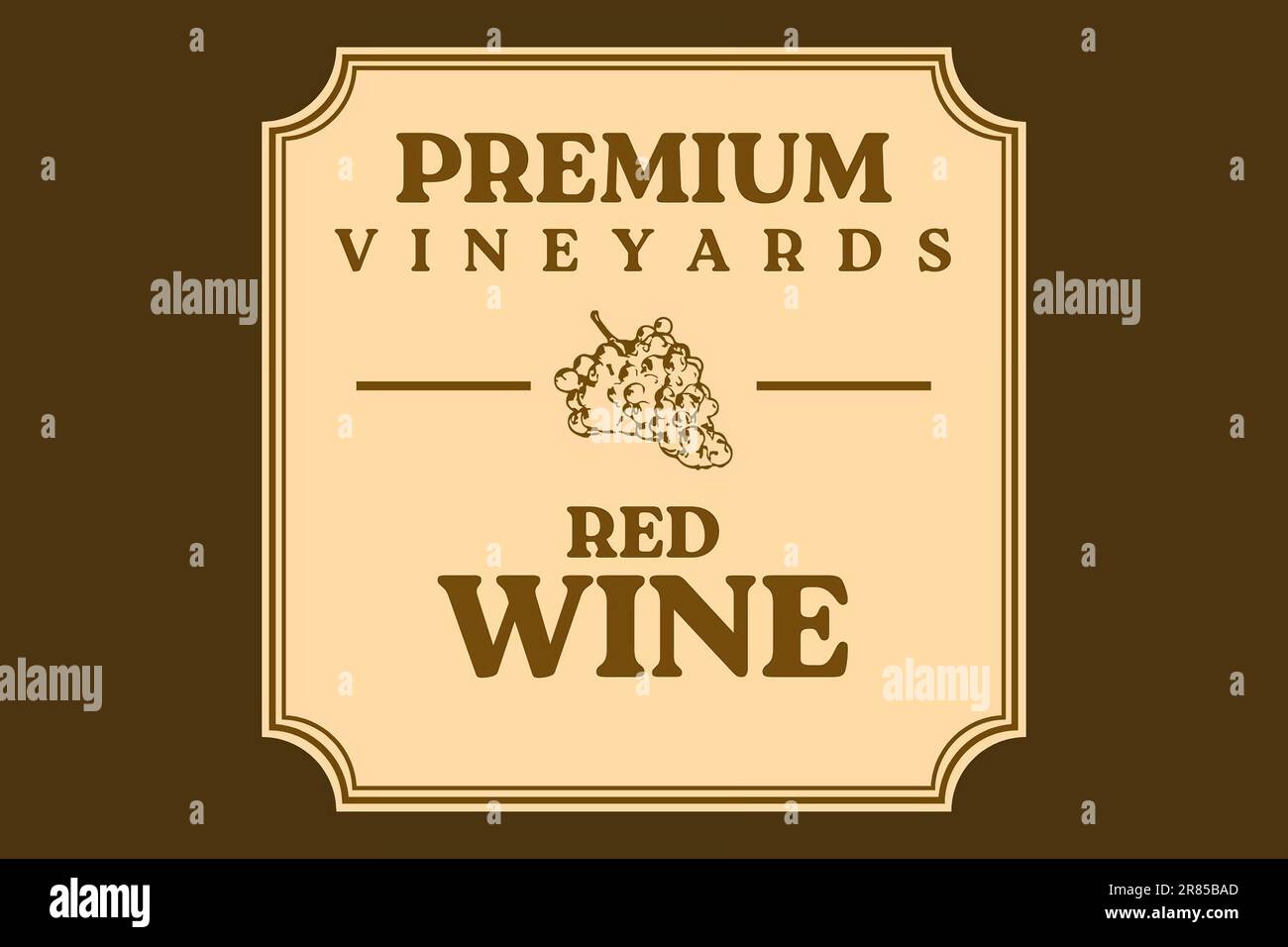 A modern beige and brown wine label graphic illustration featuring ...