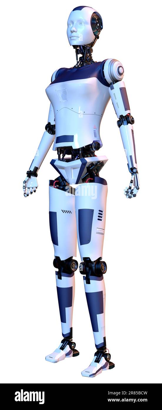 3D rendering of a female robot isolated on white background Stock Photo ...