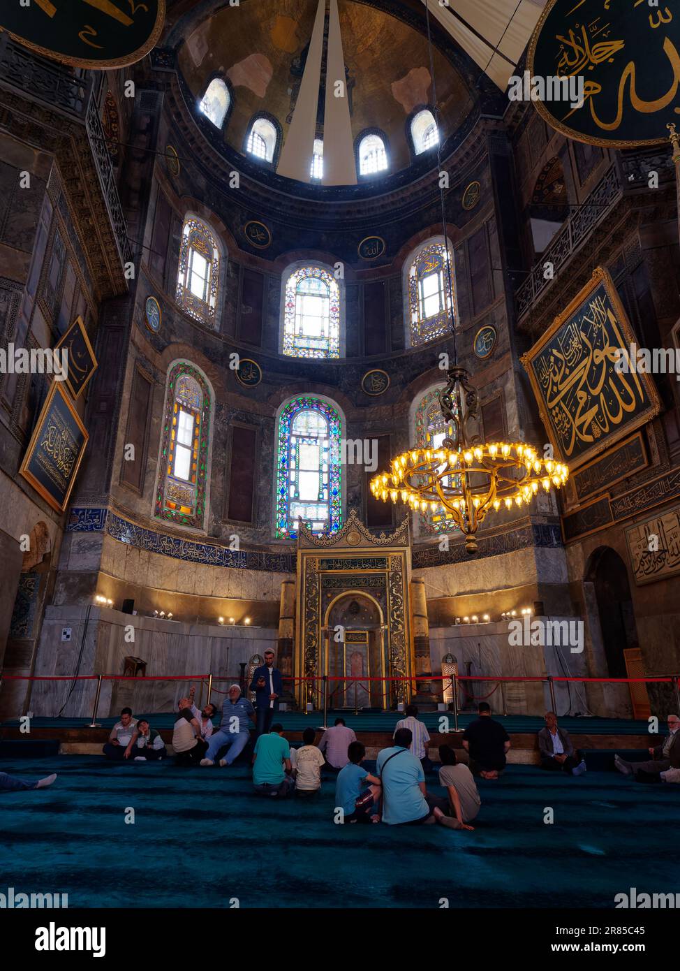 The qibla wall and interior of the Hagia Sophia Mosque in Istanbul ...